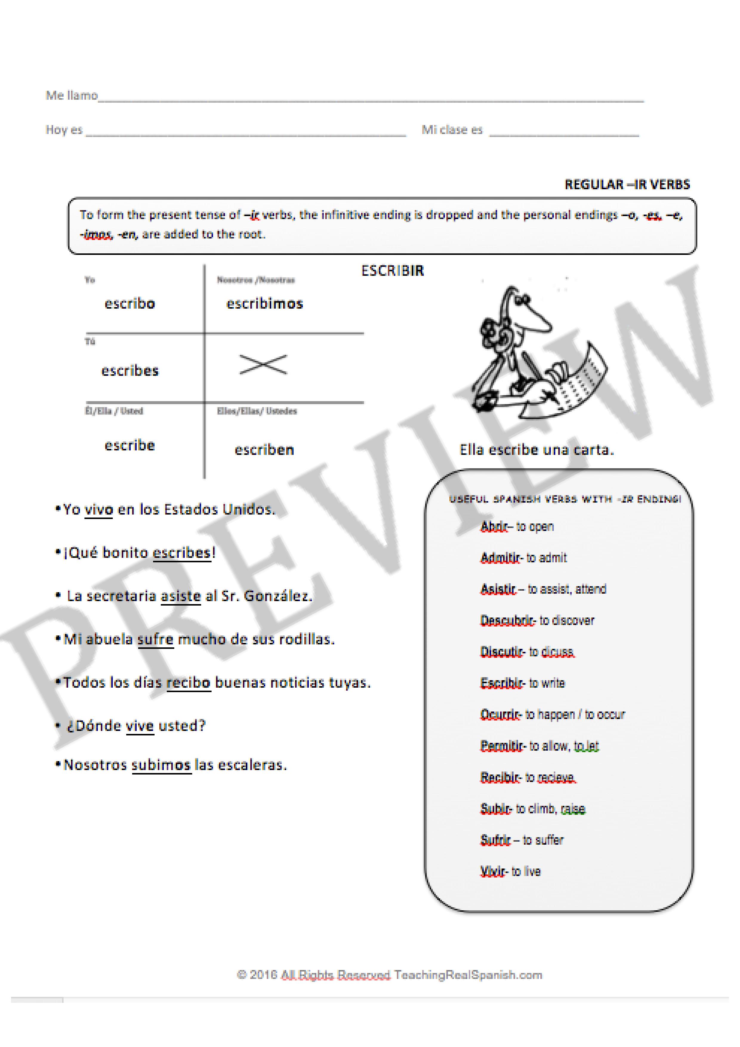 The Verb Ir Worksheets